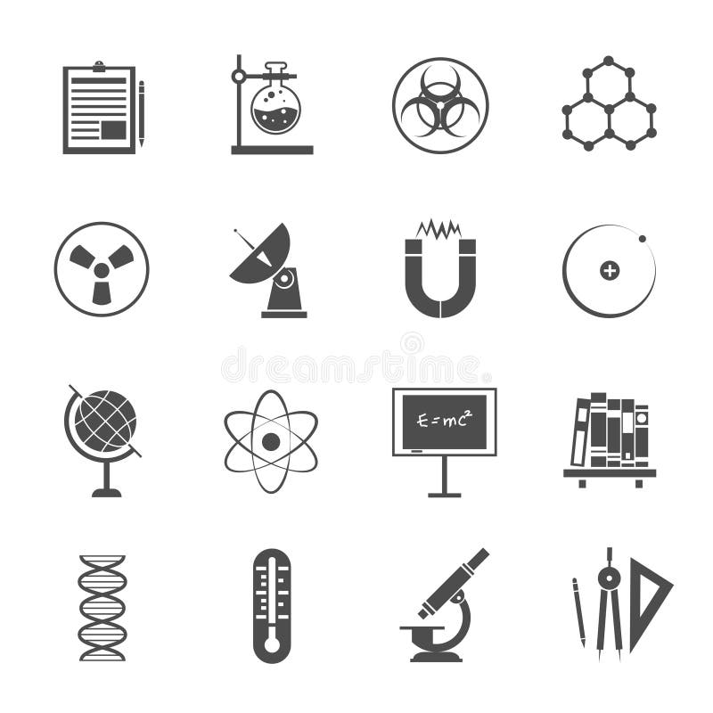 Science icons set black stock vector. Illustration of atom - 54980563