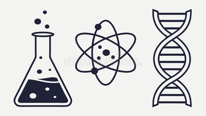 Science Icons Set, Flask, Atom, DNA, Vector Design Generative AI Stock ...