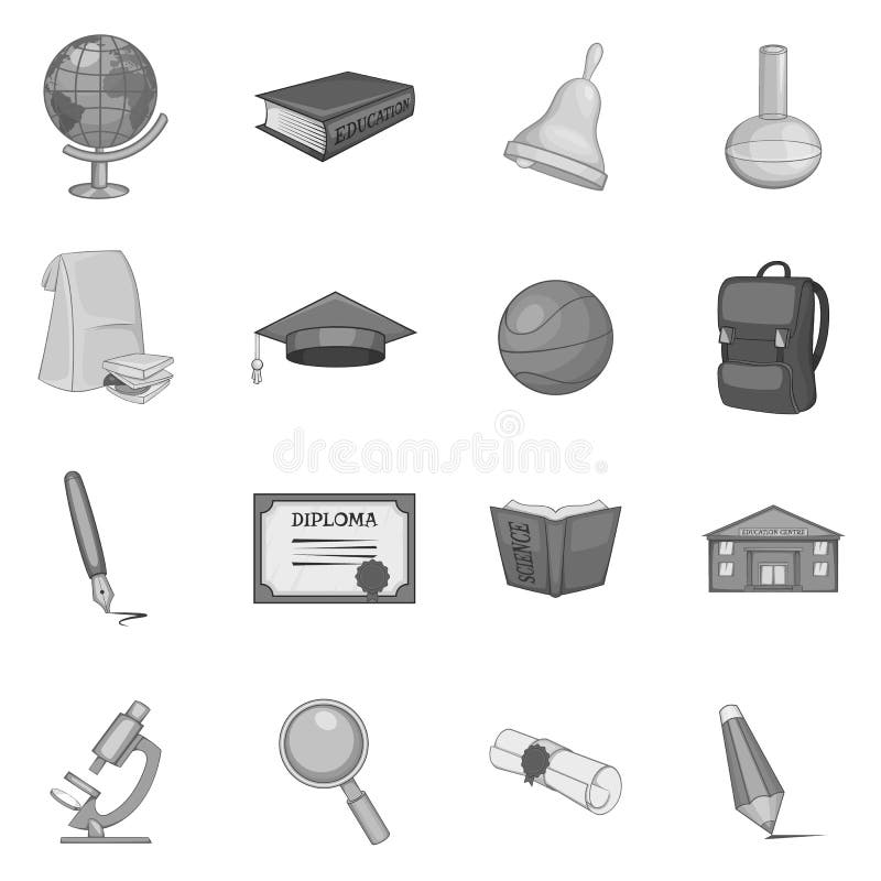 Science Icons Set, Gray Monochrome Style Stock Vector - Illustration of ...