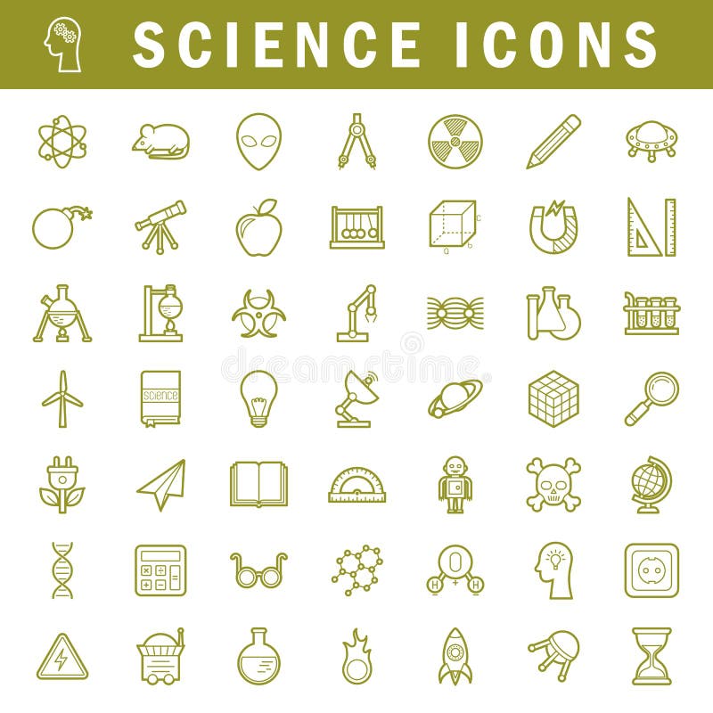 Science Icons in Trendy Thin Line Style Stock Illustration ...