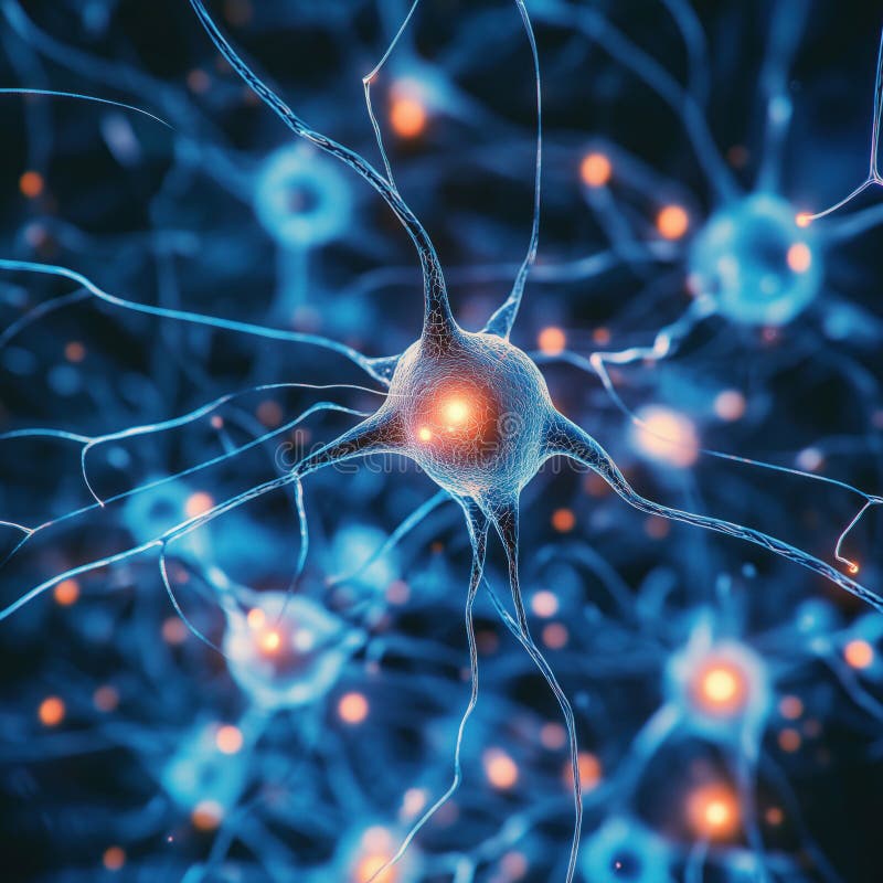 Science Image of Neuron Cell with Electrical Impulses Stock ...