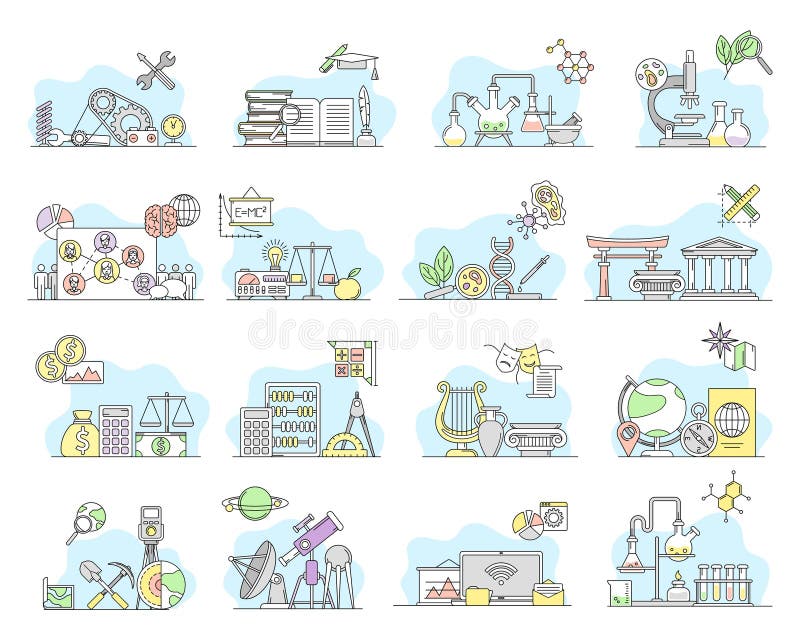 Science Invention and Study Linear Object Vector Set Stock Vector ...