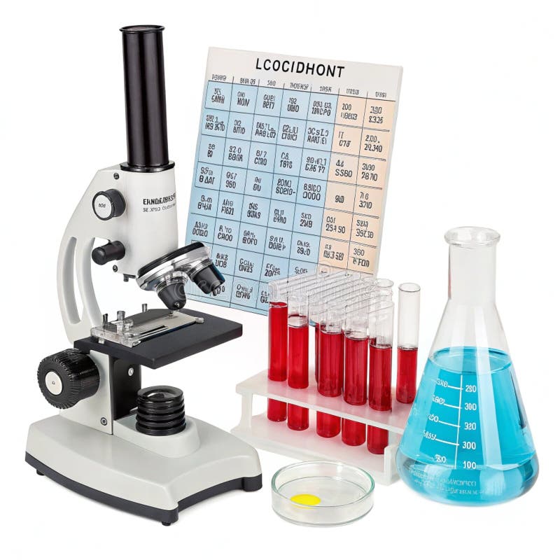 Science Items Concept Set Isolated on White Stock Illustration ...