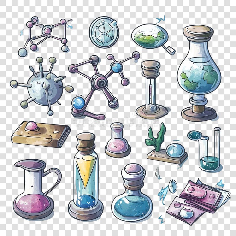 Science items set stock image. Illustration of microscope - 341488597