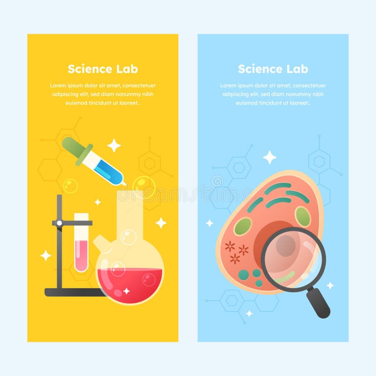 Science Lab Banners in Flat Design Stock Illustration - Illustration of ...