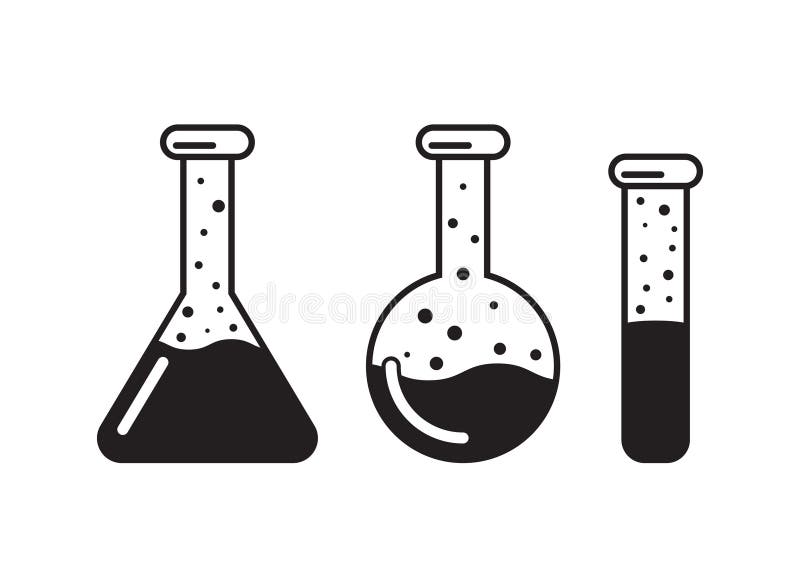 Science Lab Bottle Icon Set Collection in Flat Style. Laboratory ...