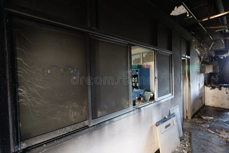 Science Lab Caused by Fire. Stock Photo - Image of emergency, dirty ...