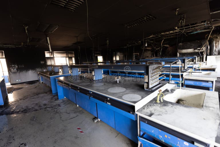 Science Lab Caused by Fire. Stock Image - Image of flame, destruction ...