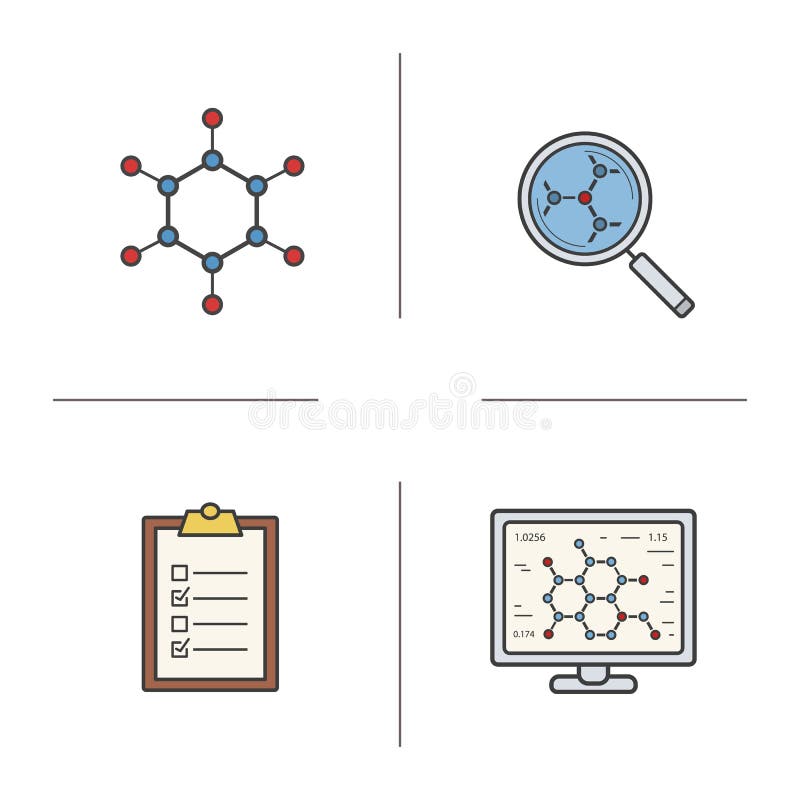 Science Lab Color Icons Set Stock Vector - Illustration of microscopic ...