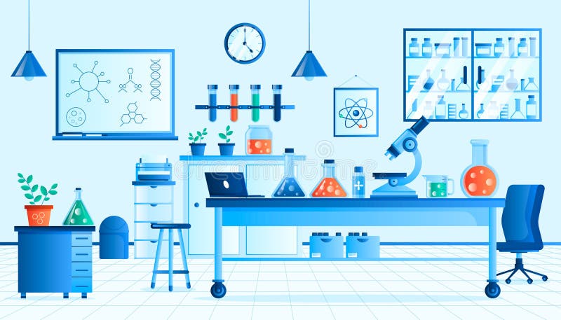 Science Lab Composition in Gradient Design Stock Illustration ...