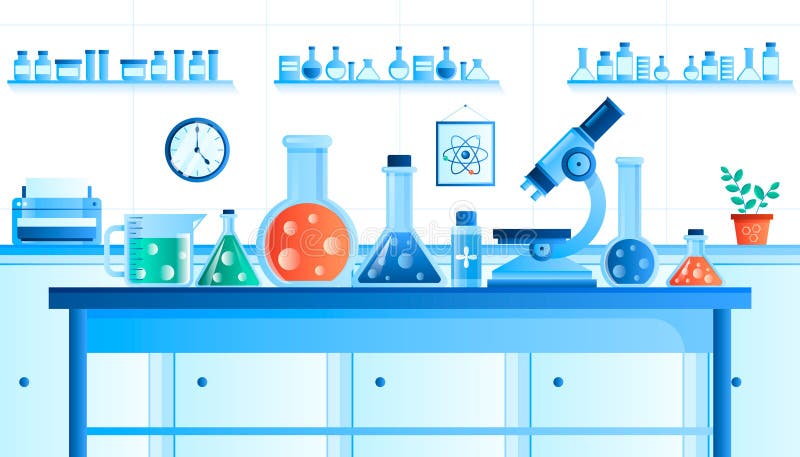 Science Lab Composition in Gradient Design Stock Illustration ...
