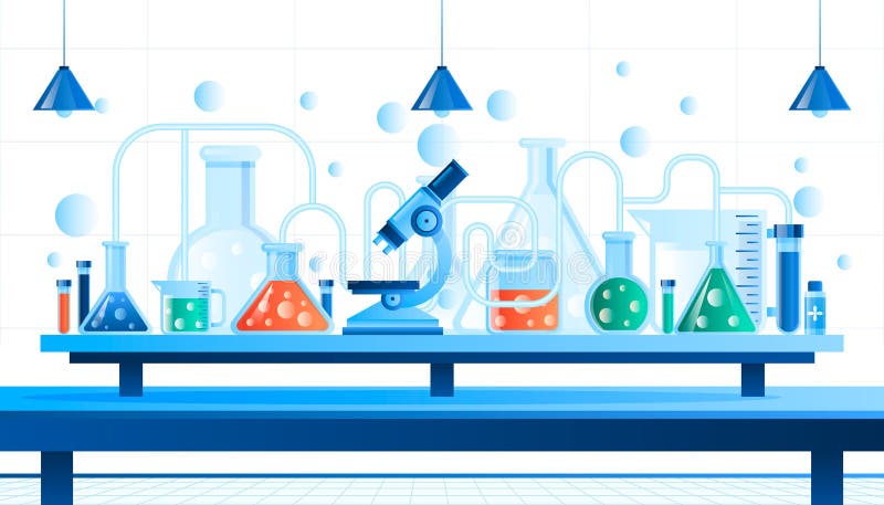Science Lab Composition in Gradient Design Stock Illustration ...