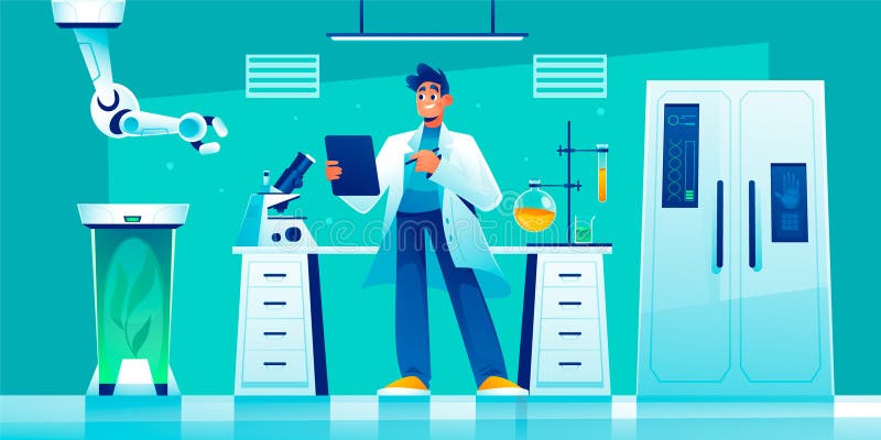 Science Lab Composition in Gradient Style Stock Illustration ...