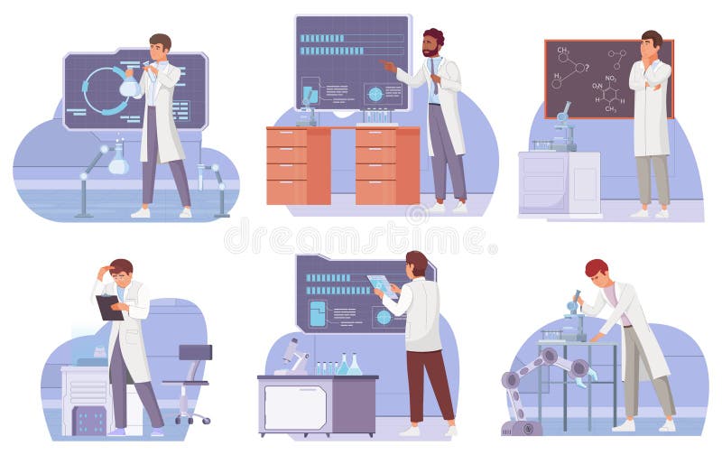 Science Lab Compositions in Flat Design Stock Photo - Image of industry ...