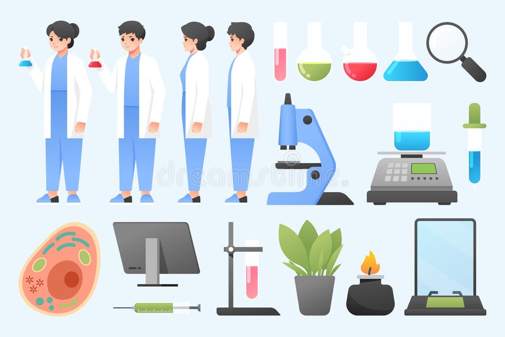 Science Lab Elements in Flat Design Stock Illustration - Illustration ...