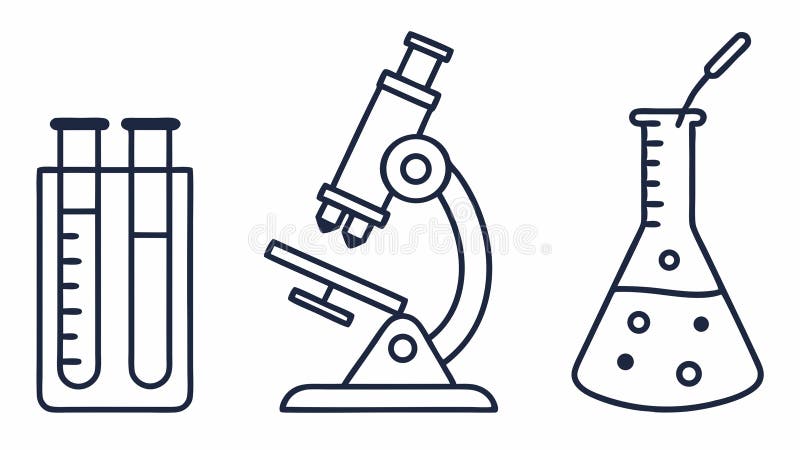 Science Lab Equipment, Microscope and Test Tubes, Vector Design ...