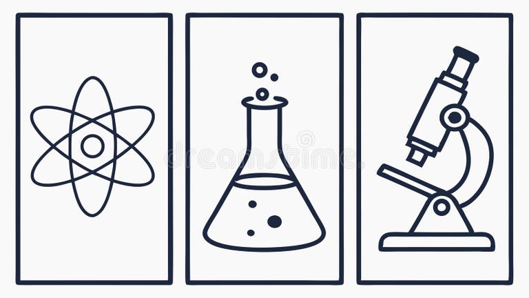 Science Lab Icons: Atom, Beaker, Microscope Vector Set, Vector Design ...