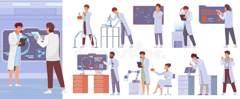 Science Lab Illustration and Icons in Flat Design Stock Illustration ...