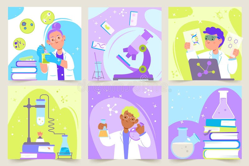 Science Lab Illustrations in Flat Design Stock Illustration ...