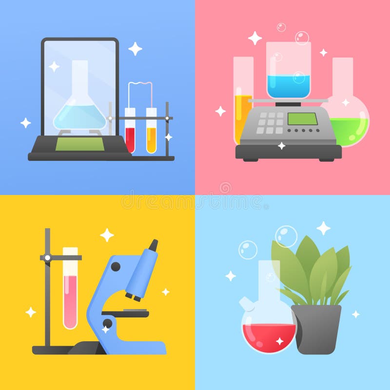 Science Lab Illustrations in Flat Design Stock Illustration ...