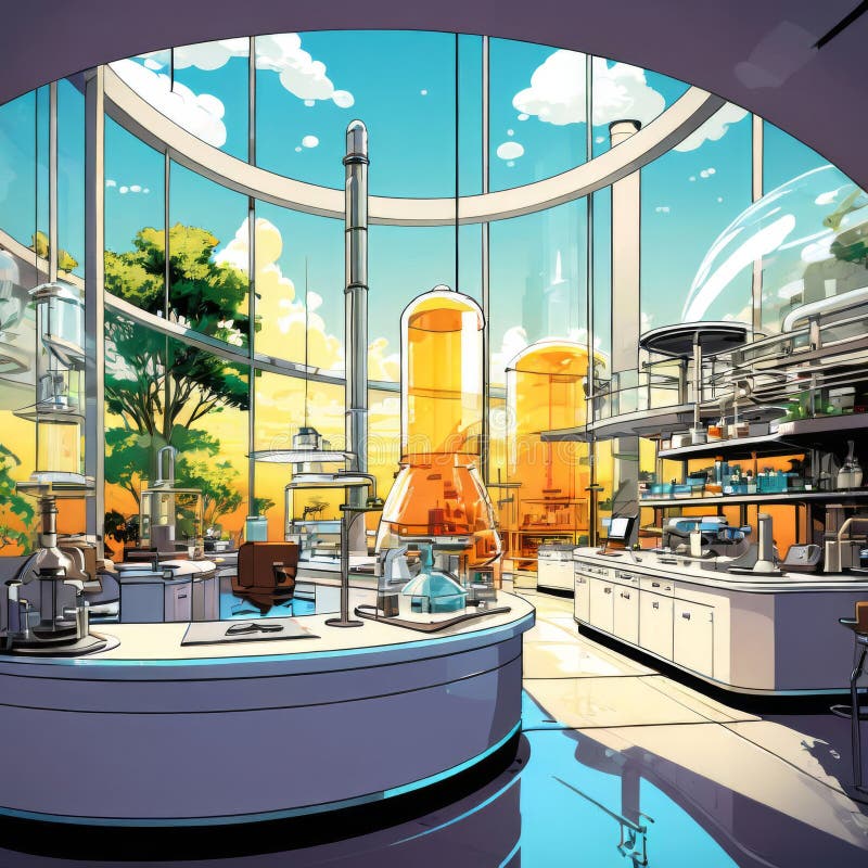 Science Lab Interior with Modern Equipment and Technology Stock ...
