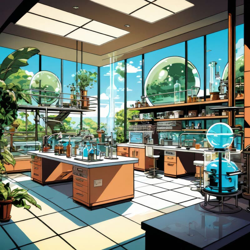 Science Lab Interior with Modern Equipment and Technology Stock ...