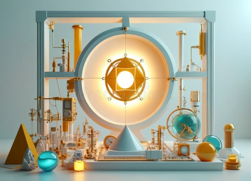 Science Lab with Light Bulb and Various Laboratory Equipment Stock ...