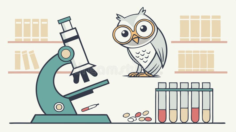 Science Lab Microscope Owl Research Knowledge Education Vector Design ...