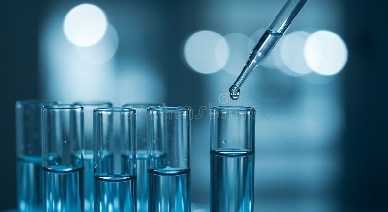 Science Lab: Pipette Dropping Liquid into Test Tubes, Medical Research ...