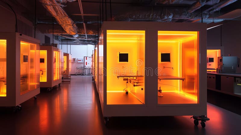 Science Lab, Pod Under Light Panels . Stock Photo - Image of business ...