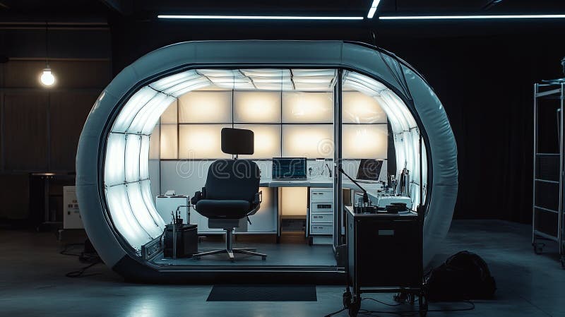 Science Lab, Pod Under Light Panels . Stock Image - Image of clean ...