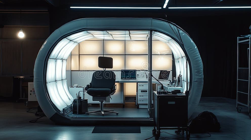 Science Lab, Pod Under Light Panels . Stock Image - Image of clean ...