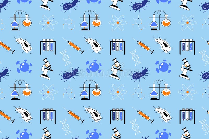 Science Lab Seamless Pattern Stock Vector - Illustration of technology ...