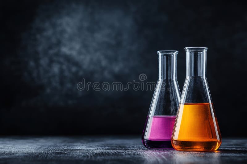 Science Lab Setup, Assorted Vibrant Chemical Solutions in Glassware on ...