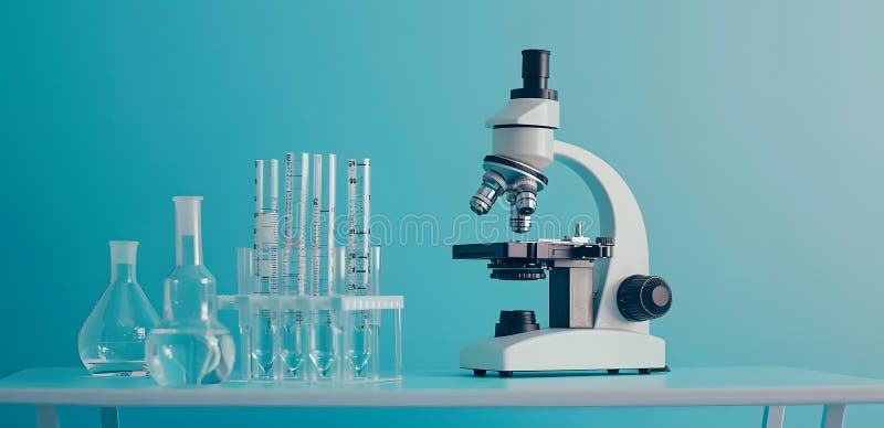 Science Lab Setup with Microscope and Test Tubes Stock Illustration ...