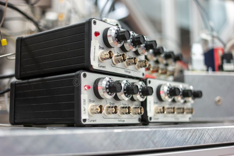 Science Lab Signal Measuring and Processing Device. Many Connected ...