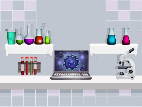 Science Lab Studies the Virus Stock Illustration - Illustration of ...