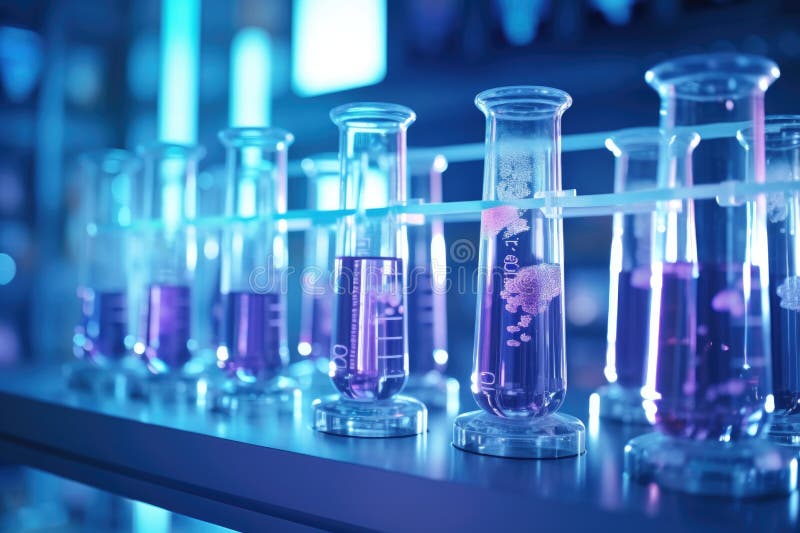 Science Lab Test Tubes with Blue Liquid Stock Illustration ...