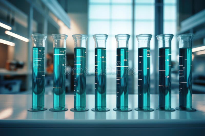 Science Lab Test Tubes with Blue Liquid Stock Illustration ...