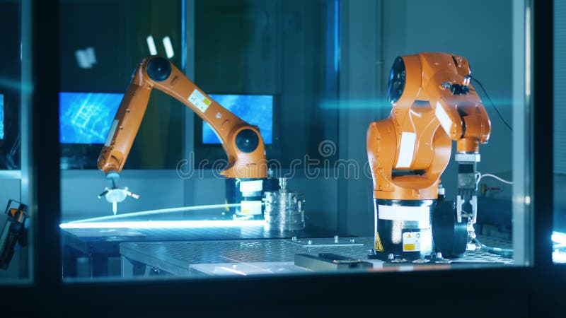 Science Lab with Two Functioning Robotic Mechanisms Stock Video - Video ...