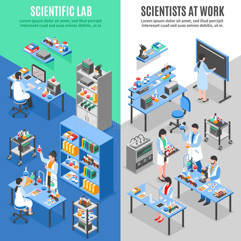 Science Lab Vertical Banners Stock Vector - Illustration of character ...