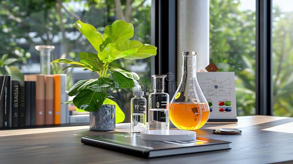 Science Lab Workspace with Research Equipment Stock Illustration ...