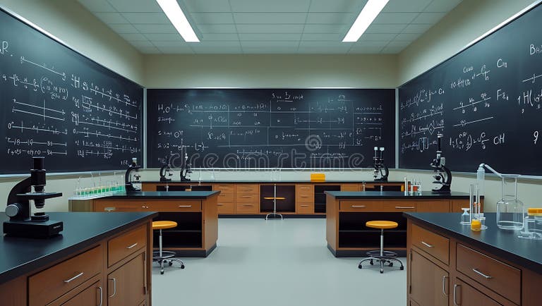 Science Laboratory Classroom Interior Stock Illustration - Illustration ...