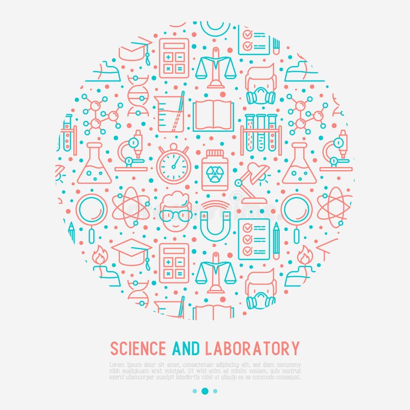 Science and Laboratory Concept in Circle Stock Vector - Illustration of ...