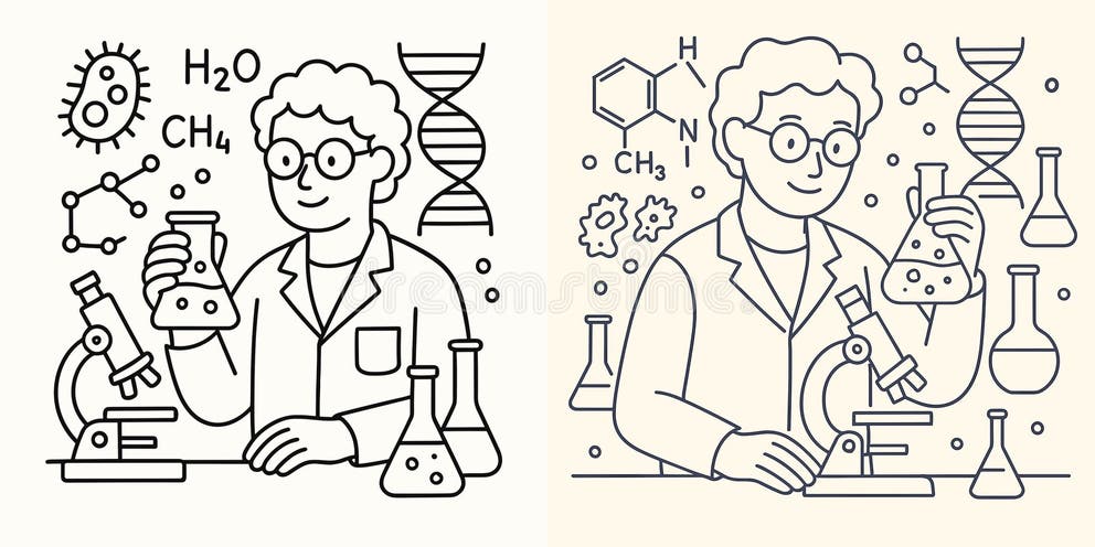 Science Laboratory Concepts with Chemist and Research Elements Stock ...