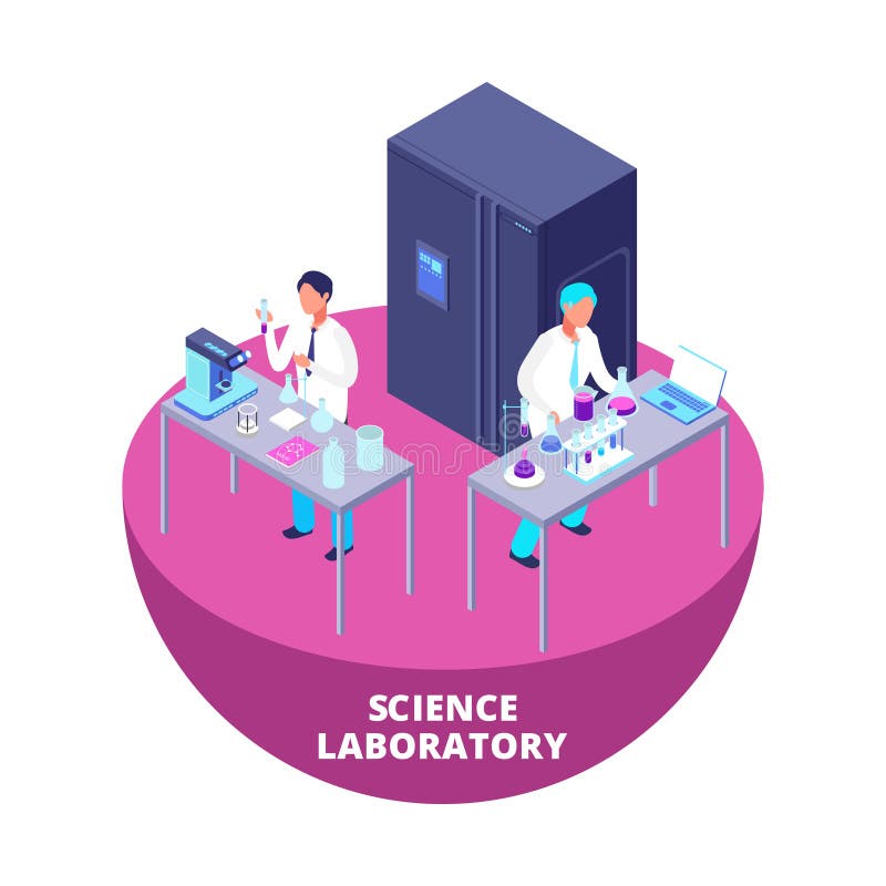 Isometric Science Lab. Vector Medical Research Concept Stock Vector ...