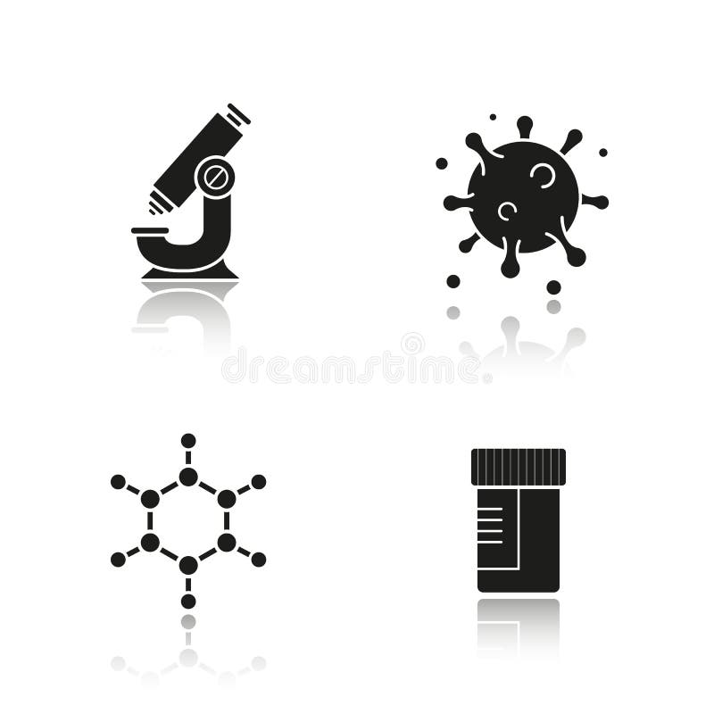 Science Laboratory Drop Shadow Black Icons Set Stock Vector ...