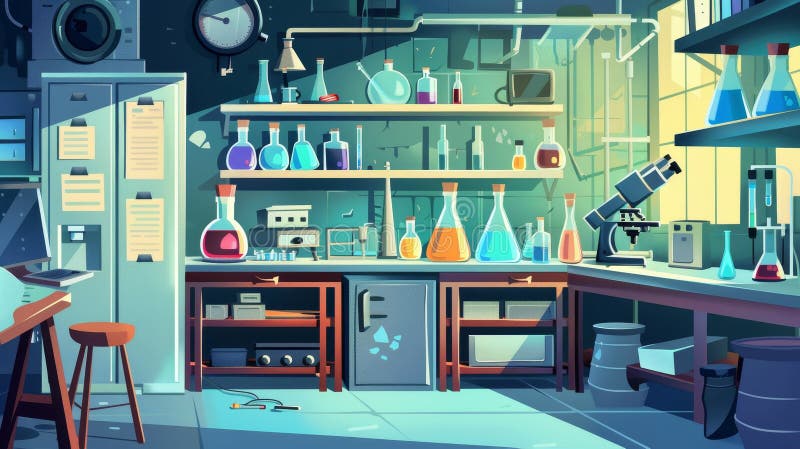 Science Laboratory for Experiments and Medical Tests. Cartoon ...