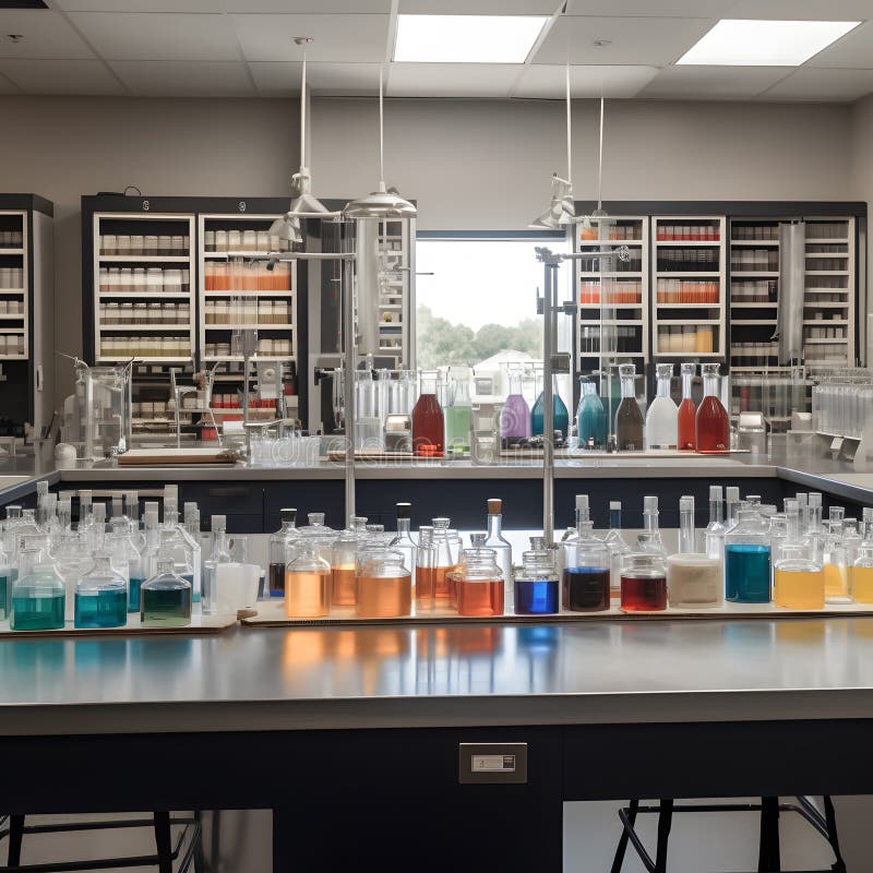 A Science Laboratory Filled with Beakers Test Tubes and O Created with ...