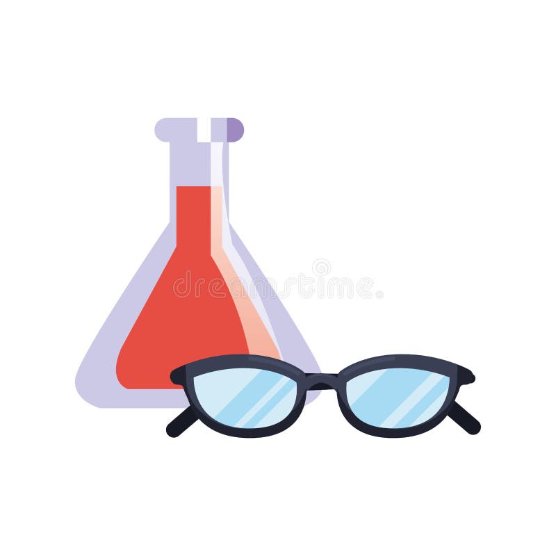 Science Laboratory Flask and Eyeglasses Stock Vector - Illustration of ...